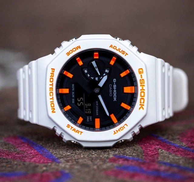 CUSTOM MOD CASIO G-Shock CasiOak Hand Painted GA-2100 Black UV Orange ...