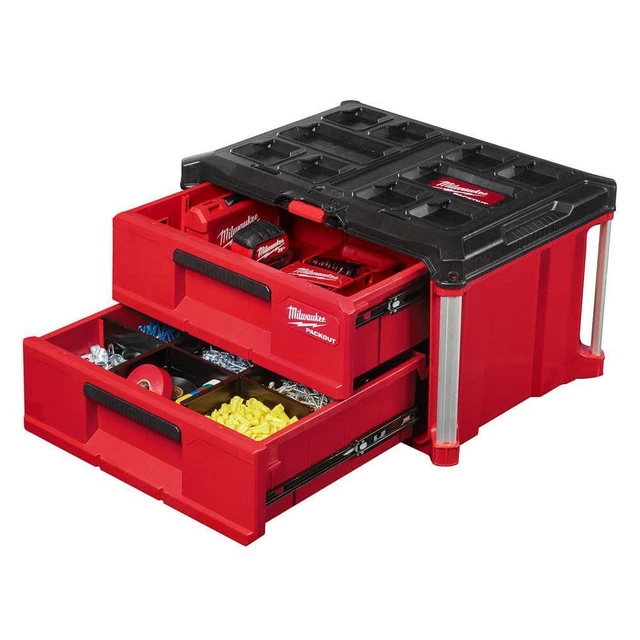 MILWAUKEE PACKOUT 22& 2-Drawer Tool Box w/ Metal Reinforced Corners ...