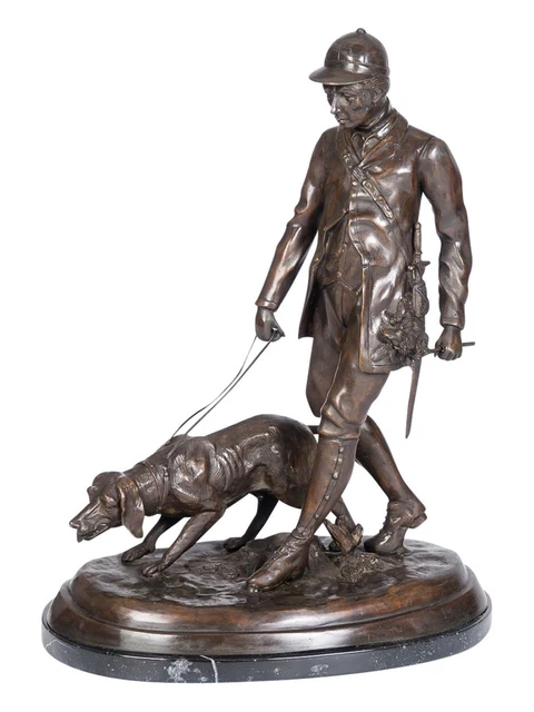 GROSSE BRONZESKULPTUR JÄGER Jagdhund Bronze Jagd Hund Figur Skulptur antik Stil EUR 290,90 ...