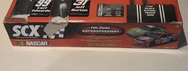 SCX 1:32 SCALE NASCAR Tri-Oval Superspeedway Slot Car Race Set #99 #31 ...