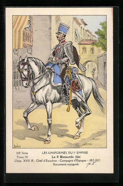 CPA LES UNIFORMES du Ier Empire, Le 2e Hussards fin, Chef d´EScadron ...