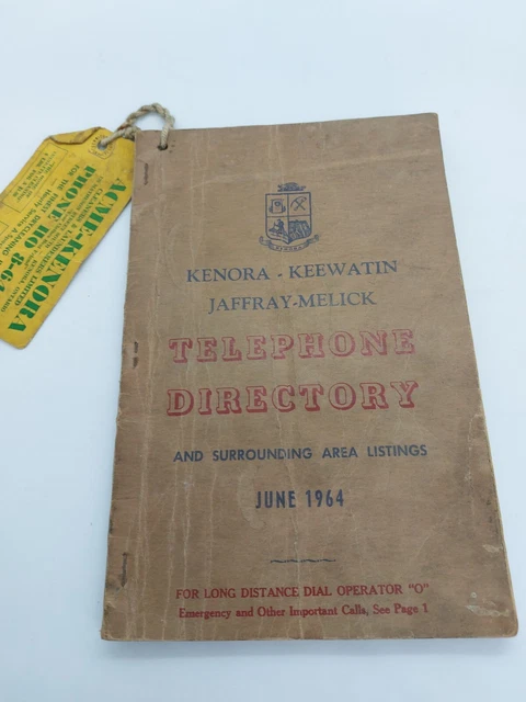 VINTAGE TELEPHONE DIRECTORY Kenora - Keewatin 1964 Phone Book $15.00 ...