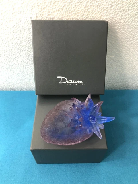 SCULPTURE VIDE POCHE fleurs en pâte de verre signé DAUM FRANCE cristal Baguier EUR 240,00 ...