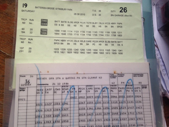 TWO VINTAGE LONDON Transport Etc Staff Time Cards Route 19 & 36 £21.49 ...