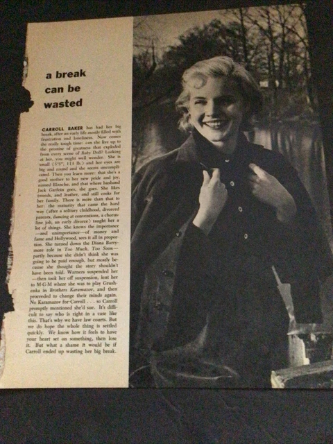 CARROLL BAKER CLIPPING Original Vintage Magazine Article EUR 9,44 ...