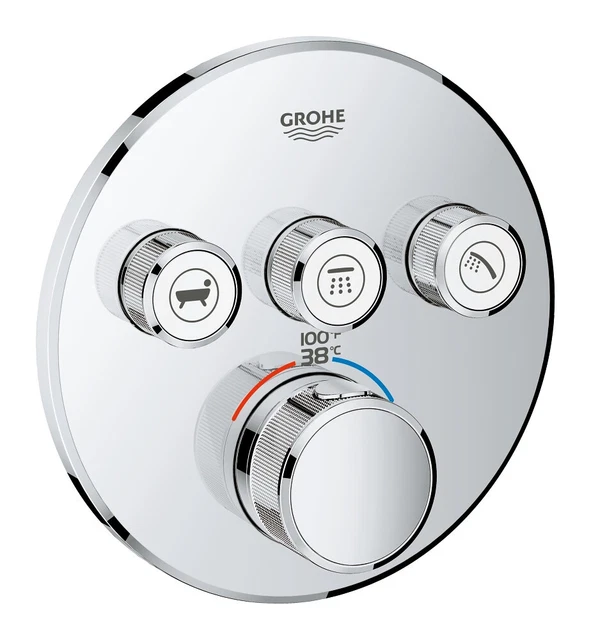 GROHE 29 138 Grohtherm Triple Function Thermostatic Valve Trim - Chrome ...