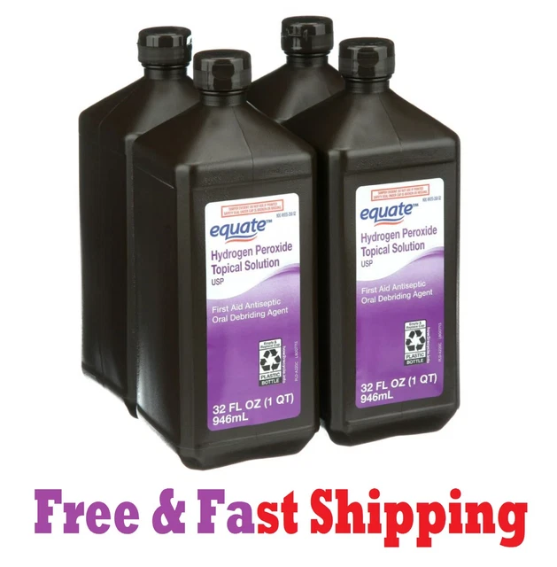 EQUATE 3% HYDROGEN Peroxide Liquid Antiseptic, 32 fl oz, 4 Pack $6.79 ...