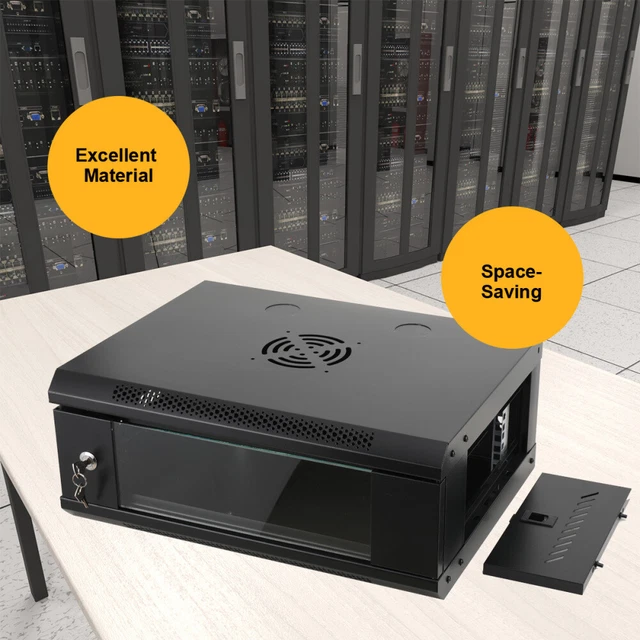 4U SERVER RACK Enclosure,Wall Mount Network Cabinet with Lock Door & 2 ...