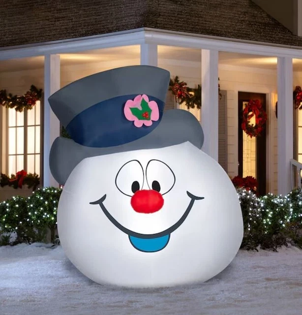 8.5 FT GIANT FROSTY THE SNOWMAN HEAD Airblown Lighted Yard Inflatable £ ...