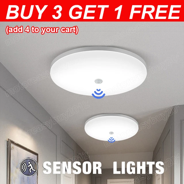 50W WHITE BRIGHT PIR Motion Sensor LED Ceiling Light Panel Down Lamp ...