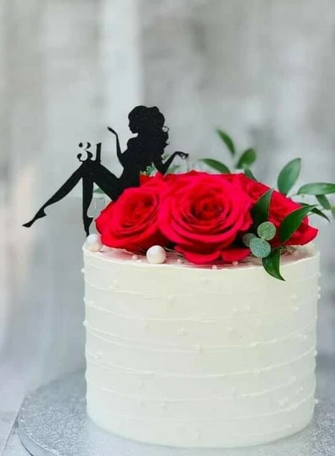 PERSONALISED SITTING LADY Silhouette Card Cake Topper £4.99 - PicClick UK