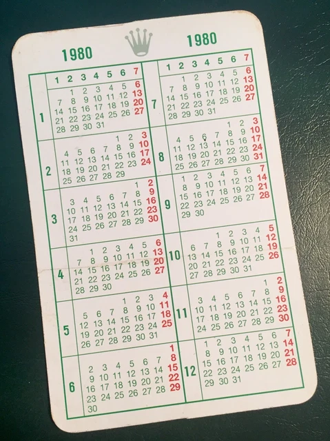 ROLEX 1980 CALENDAR Explorer Turn-O-Graph Datejust GMT Daydate Day-Date ...