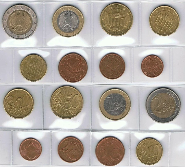 EURO BRD MÜNZSATZ 2002 Präg. F Stuttgart 8 Münzen 1ct - 2€ (25) aus ...