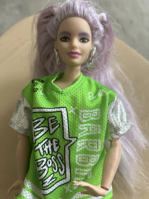 MATTEL ARTICULATED CURVY Barbie Extra Doll Lilac hair Be the Boss ...
