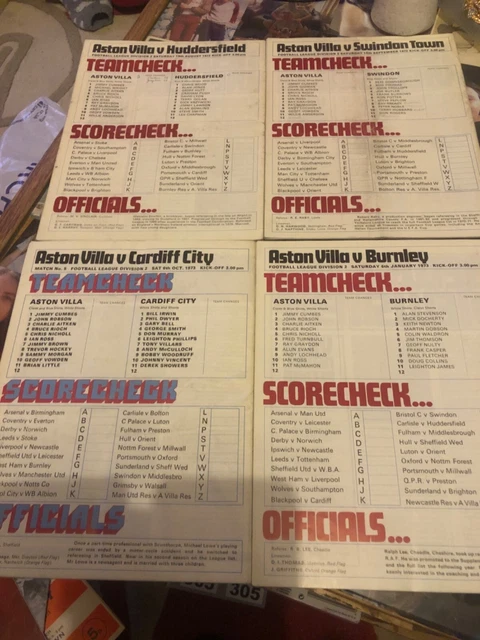 ASTON VILLA HOME Match Day Football Programmes (1970s Bulk/Collection ...