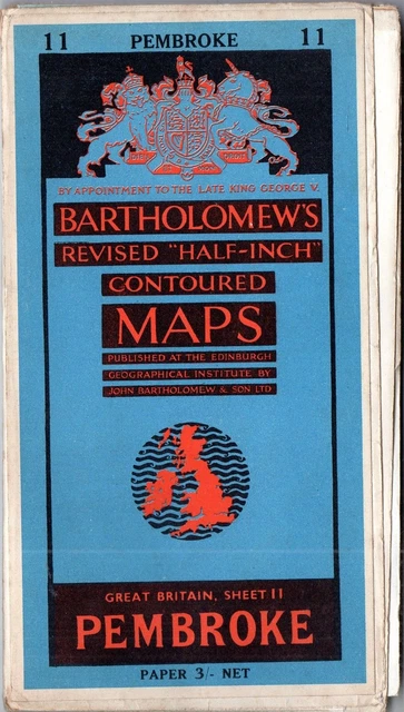 MAP – BARTHOLOMEWS Revised Half-Inch Contoured Map Pembroke (Old) £2.24 ...