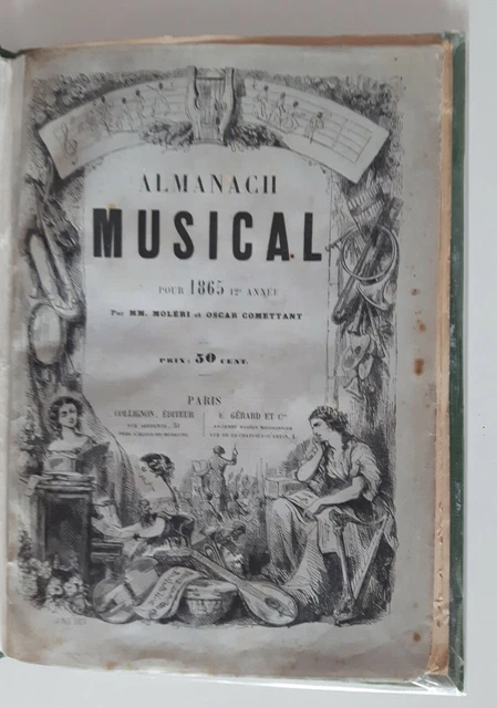 ALMANACH MUSICAL 1865 Textes de Moléri, Ed. Cométant obsèques de ...