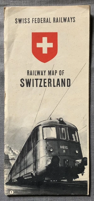 SWISS FEDERAL RAILWAYS - SWISS RAILWAY MAP OF SWITZERLAND - 50's £9.48 ...