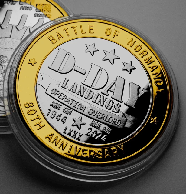 D-DAY LANDINGS 80TH Anniversary Silver & 24ct Gold Commemorative Coin ...