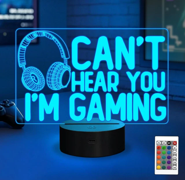 CAN'T HEAR YOU I'm Gaming Night Light Gamer Gift RGB Remote Control £12 ...