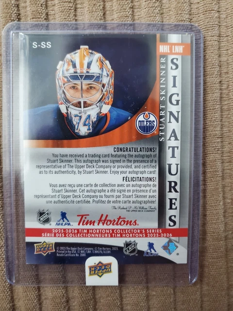 2025-26 UPPER DECK Tim Hortons NHL Signatures STUART SKINNER AUTOGRAPH ...