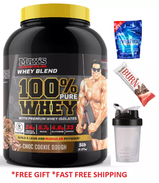 MAX'S 100% PURE Whey Protein 5Lb // Isolate Wpi Wpc Super Lean Powder ...