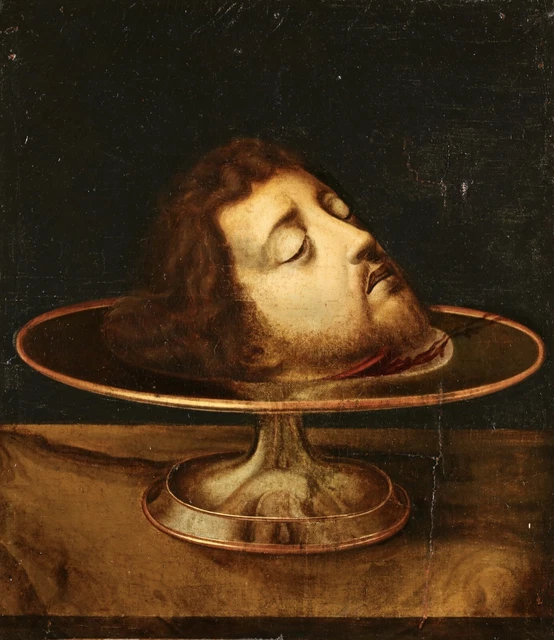 17TH CENTURY FRENCH OLD MASTER OIL ON CANVAS - HEAD OF SAINT JOHN THE ...