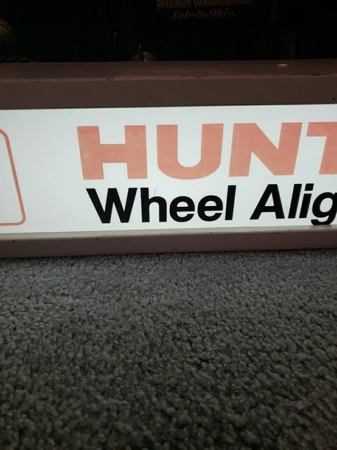 RARE VINTAGE HUNTER Wheel Alignment Sign Old Body Shop Gas Oil Station ...