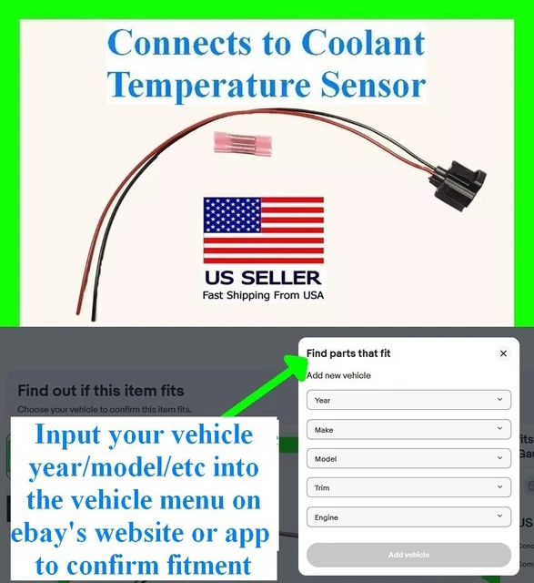 FITS FORD COOLANT Temperature Sensor Connector Pigtail Plug Harness ...