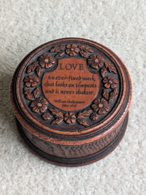 SHAKESPEARE QUOTE LOVE Round Trinket Ring Box Lidded Pot Valentine's ...