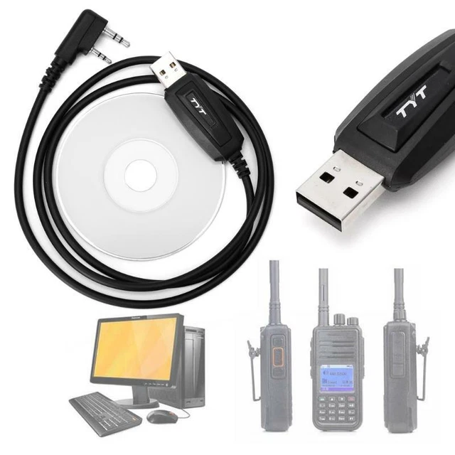 USB PROGRAMMING CABLE + Software CD for TYT MD-380 Two way Walkie ...