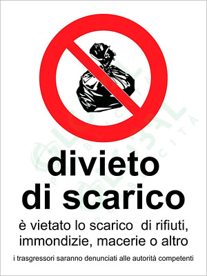 CARTELLO SEGNALETICO - DIVIETO DI SCARICO AREA VIDEOSORVEGLIATA ...