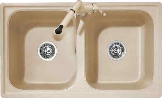 LAVELLO CUCINA 2 Vasche eff. Fragranite Plados 86cm Telmagranit Avena ...