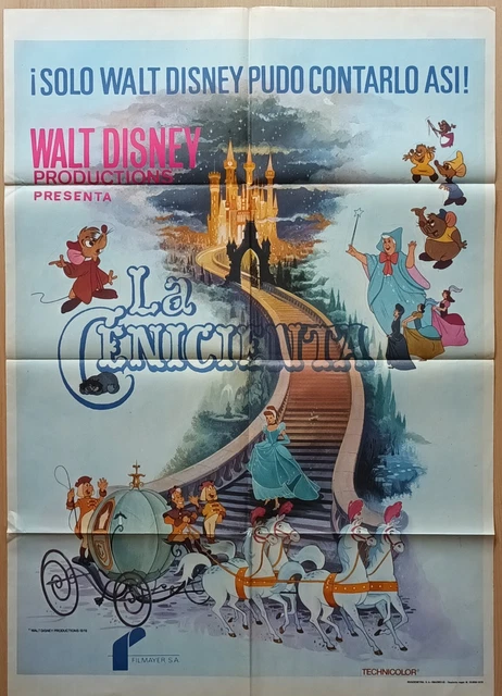 WALT DISNEY'S CINDERELLA ORIGINAL Spanish '76 POSTER Disney classic ...