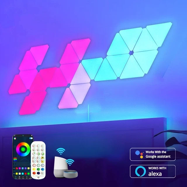SMART LED TRIANGLE Wall Panel Light RGB Color Rhythm App Controlled ...