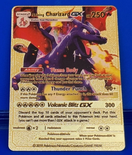 CARTA TARJETA POKEMON Ingles Charizard GX Stage 2 Color Oro Foil Dorado ...
