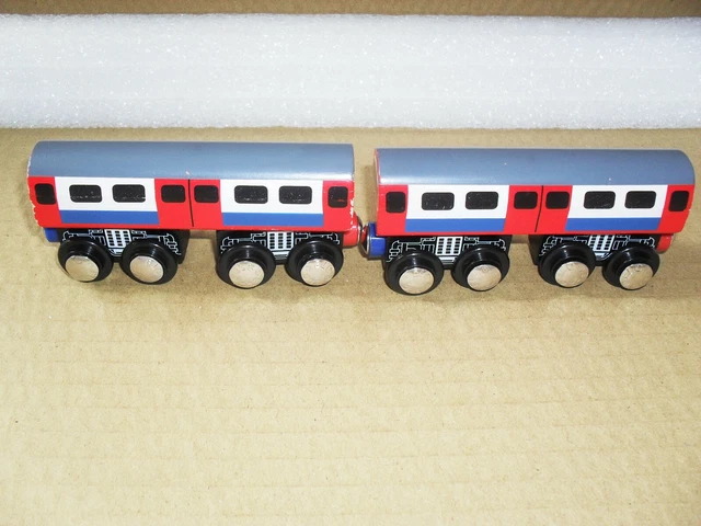 2 X ELC Wooden London Underground Tube Trains - Push a Long - Magnetic ...