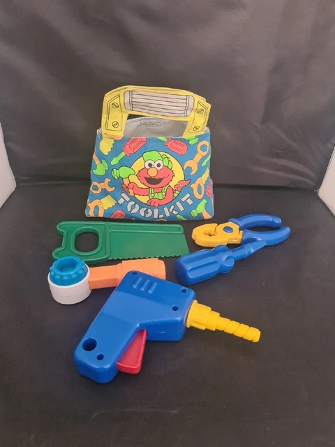 VINTAGE TYCO SESAME Street Elmo Tool Bag Kids Tool Kit £9.95 - PicClick UK