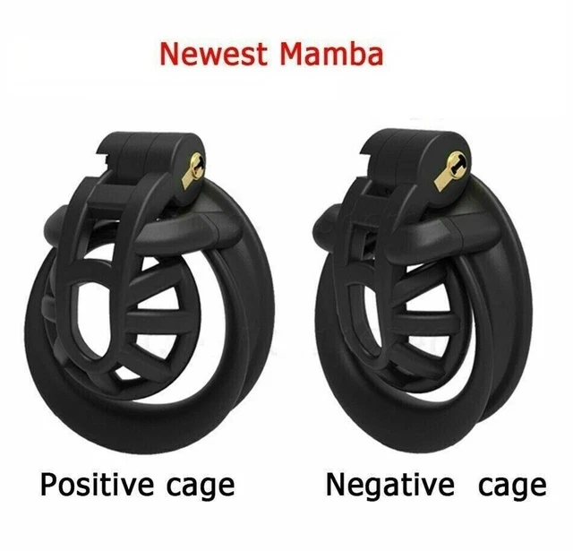 MAMBA POSITIVE/NEGATIVE MALE Chastity Cage Device 3D Cobra Double-Arc ...