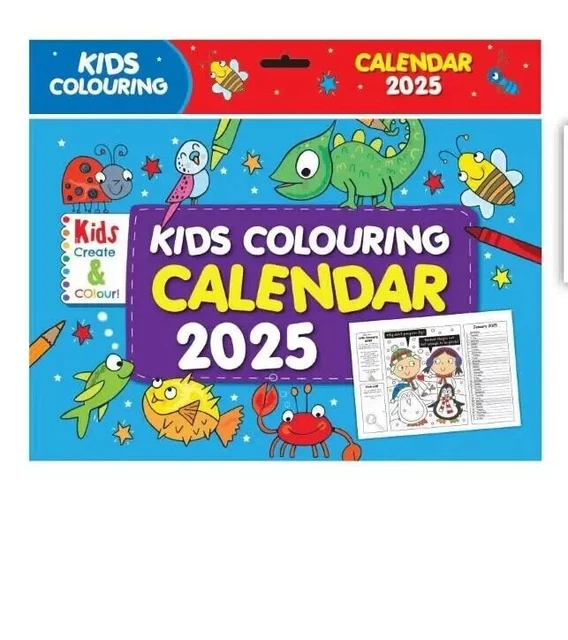 2025 KIDS COLOURING Calendar Month View Children Different Picture ...