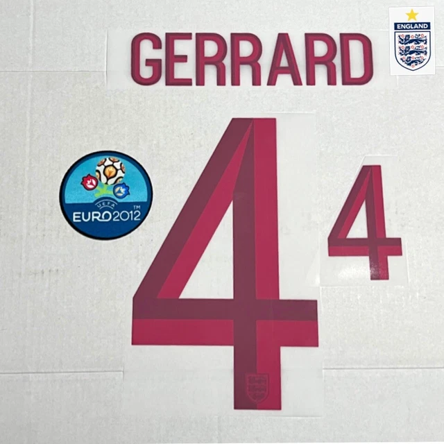 ENGLAND GERRARD #4 Home nameset 2012 Football heat transfer + patch £12 ...