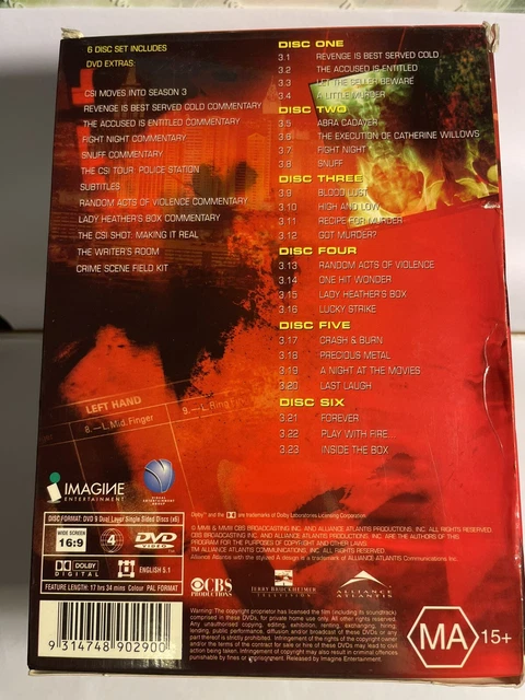 CSI COMPLETE SEASON 3 Crime Scene Investigation Boxset Dvd Region 4 6 ...