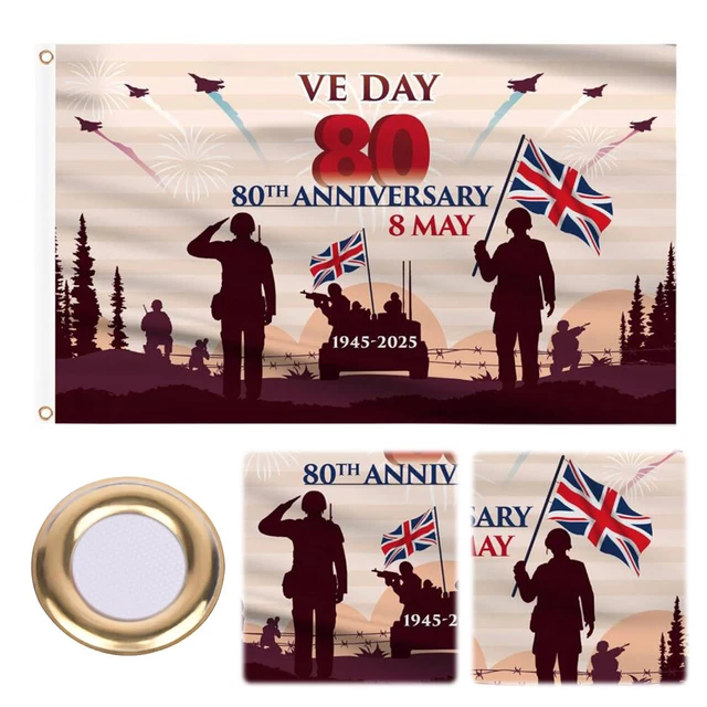 2025 VE DAY 80th Anniversary Flag 3x5 Ft VE Day Flag Memorabilia Flag ...