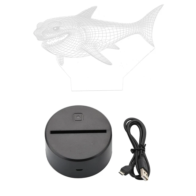 3D SHARK 7 Color Changing Night Light Optical Illusion Mood Lamp ...
