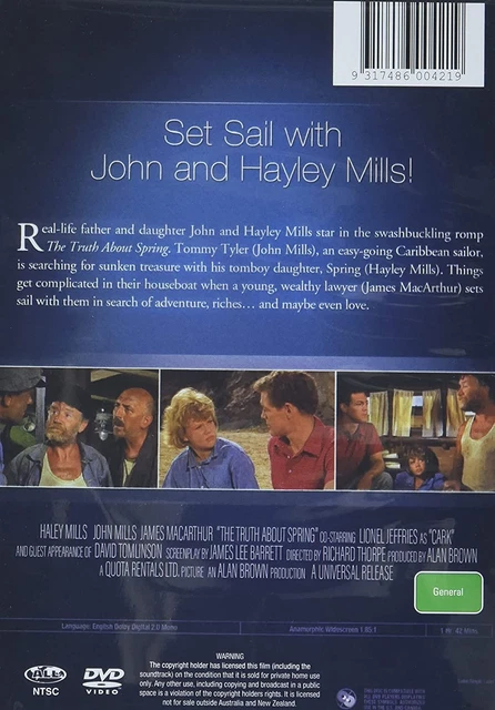 THE TRUTH ABOUT Spring (DVD) Hayley Mills John Mills James MacArthur ...