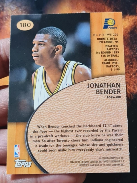 1999-00 STADIUM CLUB #180 Jonathan Bender Indiana Pacers $1.95 ...