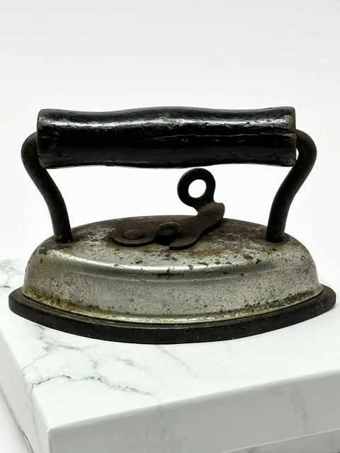 VINTAGE MINI DOVER Dolly Iron Miniature Sad Iron Wooden Handle Made in ...