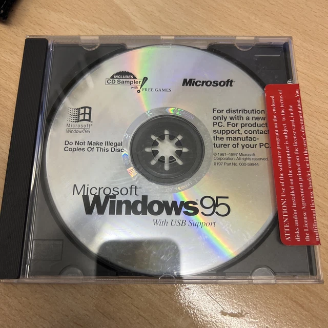 MICROSOFT WINDOWS 95 Operating System with USB Support - CD Only In cd Case EUR 11,52 - PicClick FR