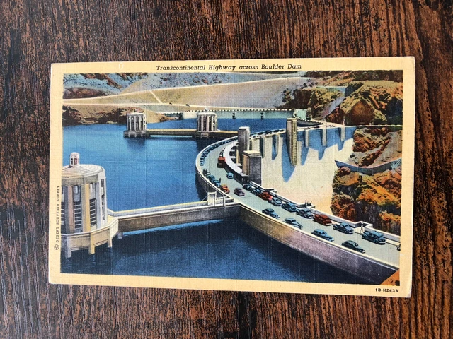 TRANSCONTINENTAL HIGHWAY ACROSS Boulder Dam Nevada Lake Mead Postcard ...
