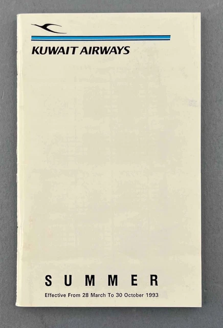 KUWAIT AIRWAYS AIRLINE Timetable Summer 1993 Boeing 747 767 Airbus A310 ...